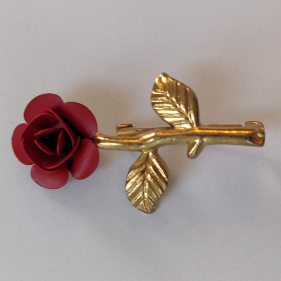 Jewelry | Vintage Red Rose Brooch | Poshmark